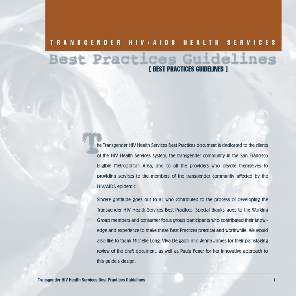 Transgender HIV/AIDS Health Services: Best Practices And Guidelines
